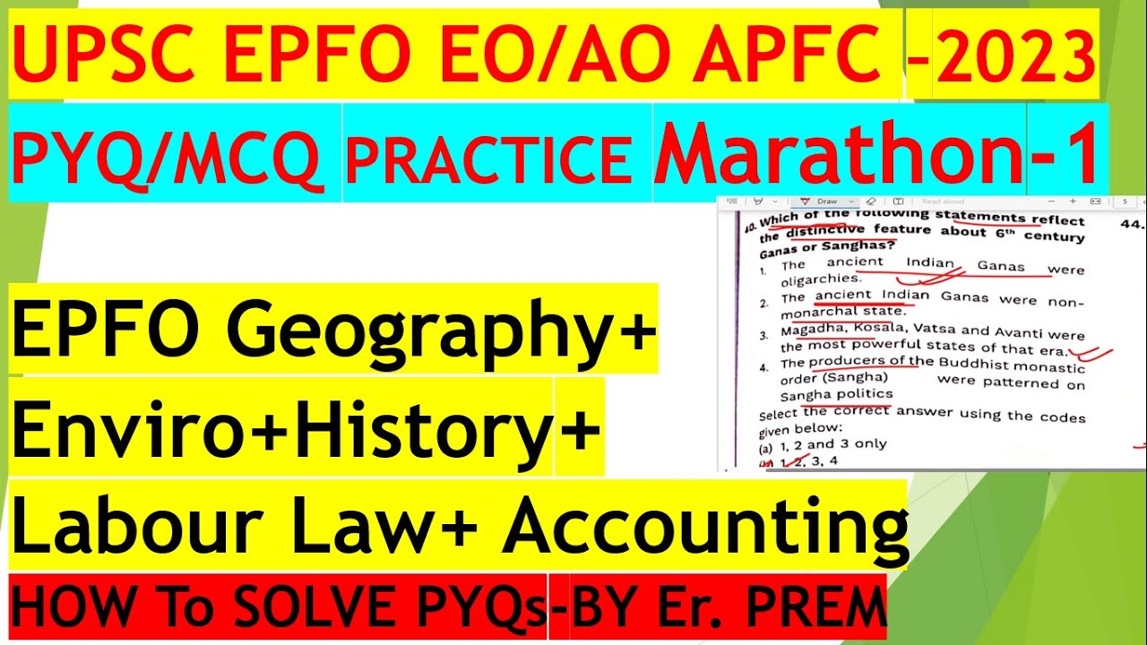 UPSC EPFO EO/AO APFC 2023 MCQ-PYQ Marathon | EPFO Previous year ...