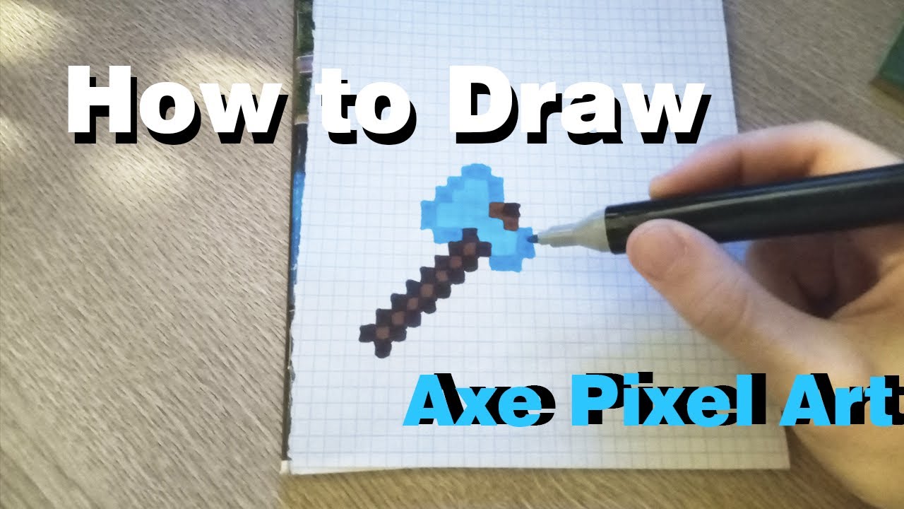 Minecraft Pixel Art - How To Draw Minecraft Diamond Axe Pixel Art ...