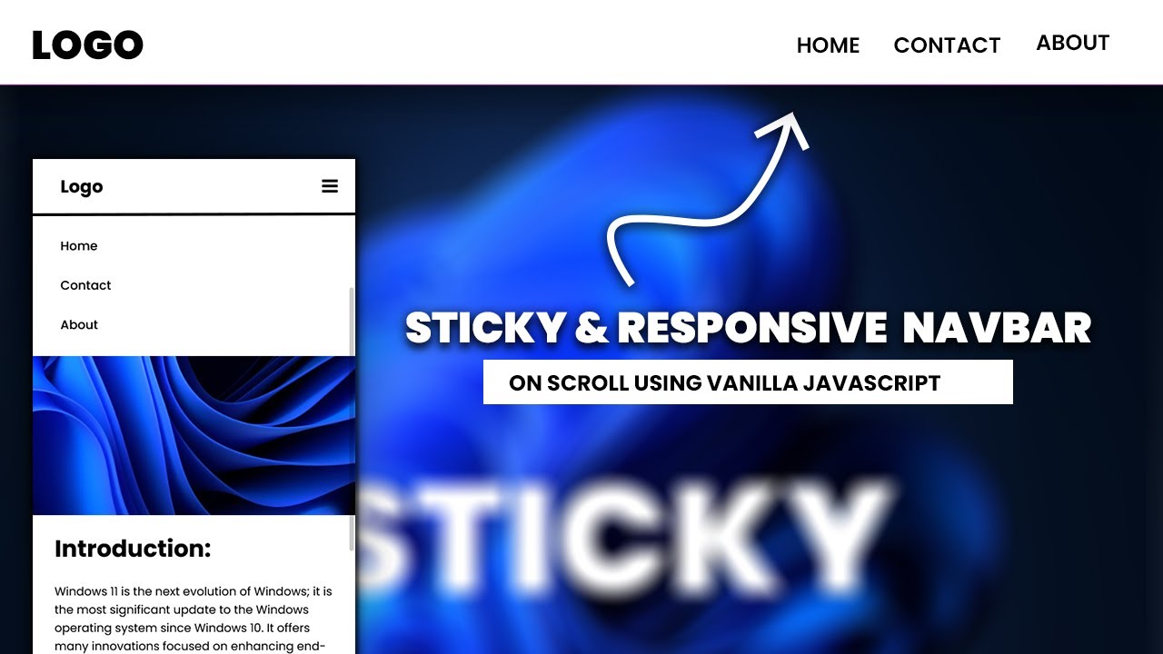 Sticky Respnosive Navigation Bar On Page Scrollling | Vanilla ...