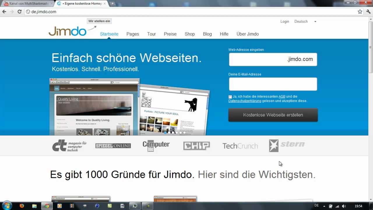 Eine Webseite mit Jimdo erstellen - YouTube