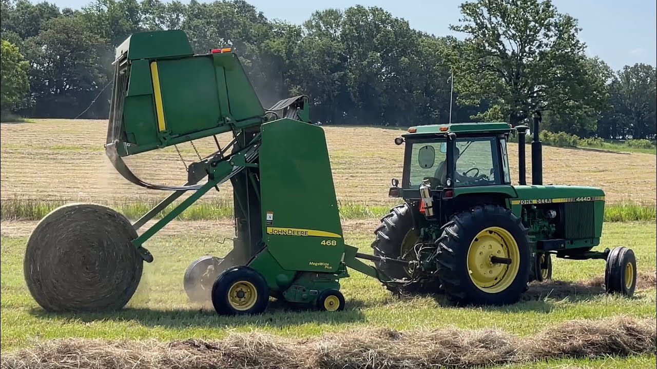 Raking and Baling Hay. First Round of Hay Bales For The Cows. - YouTube