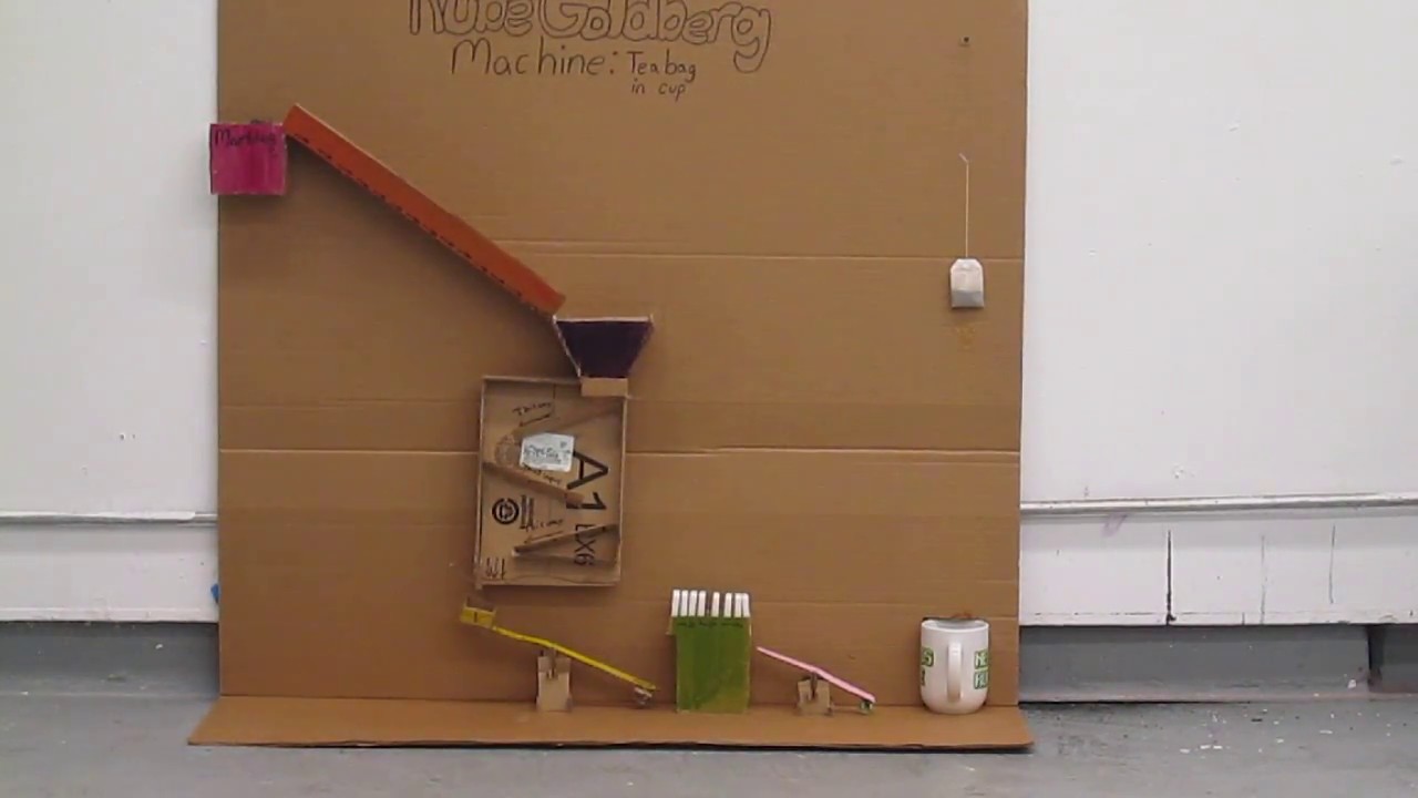 Rube Goldberg Machine: tea bag in a cup - YouTube