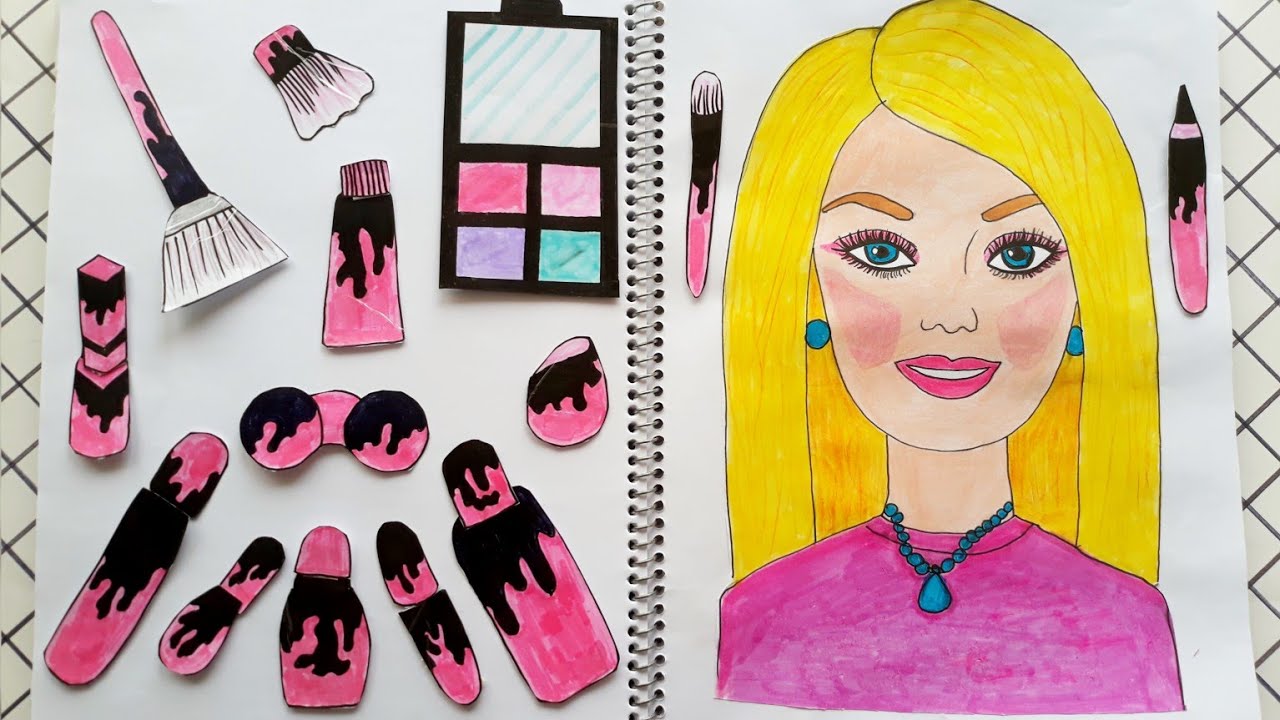 🌾Paperdiy🌾] Tutorial Makeup Barbie [ASMR] paper cosmetics💄종이놀이 paper ...