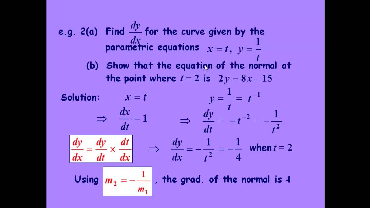 differentiating parametric equations - YouTube