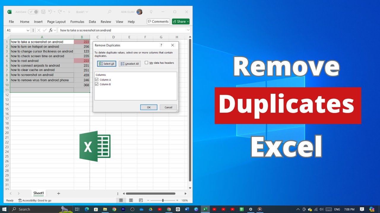 How to Remove Duplicates on Microsoft Excel - YouTube How to Remove Duplicates on Microsoft Excel - YouTube
