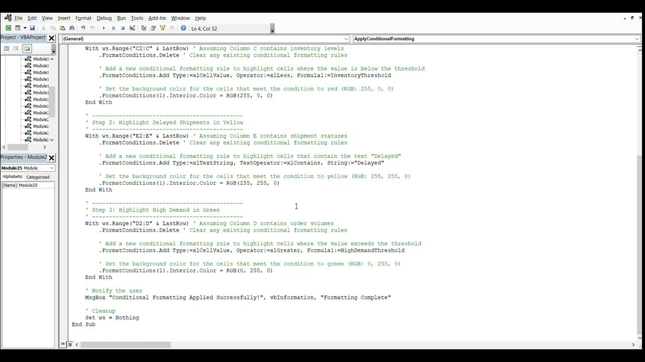 Supply Chain Analysis with VBA Automation 91 Automate Conditional Formatting - YouTube