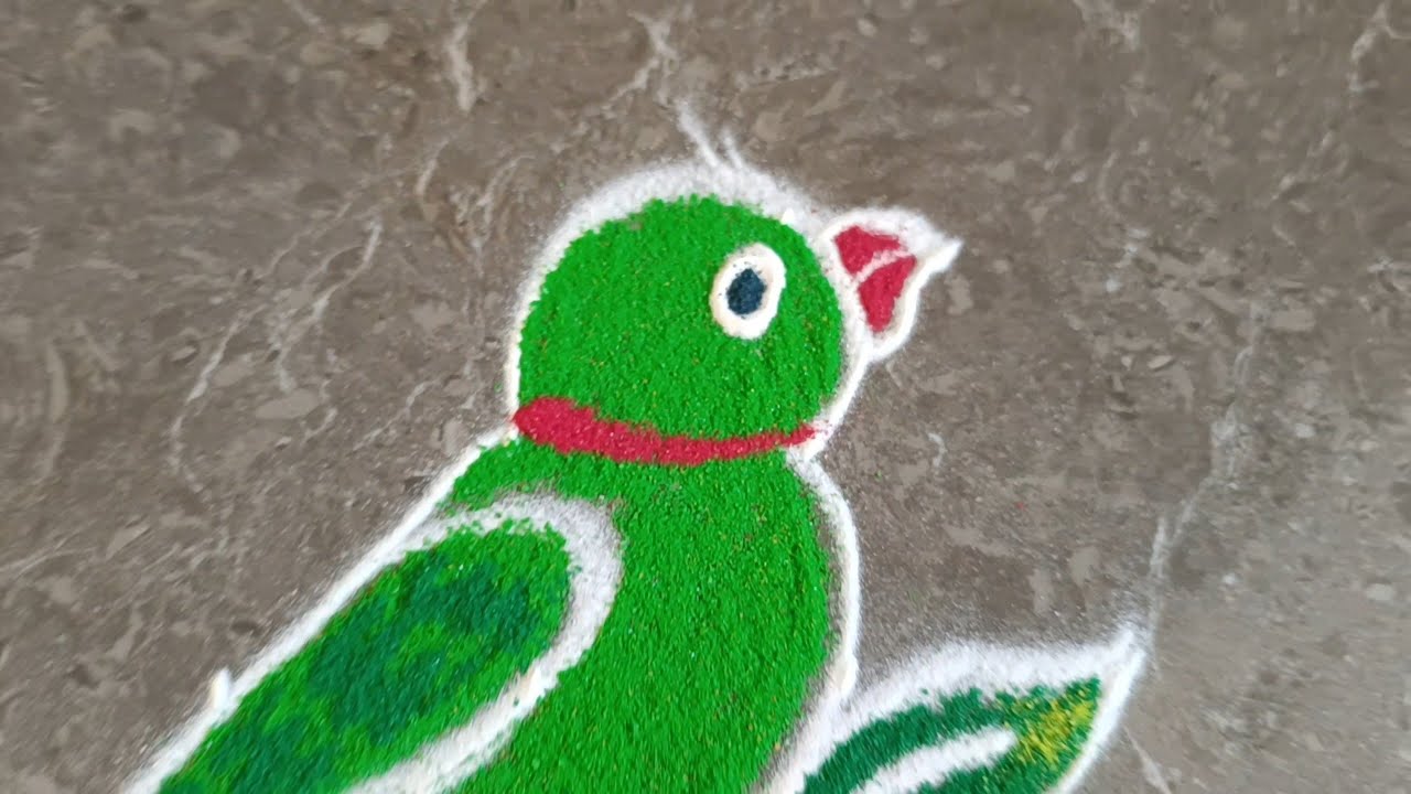 Easy Ugadi muggulu | simple parrot rangoli | Ugadi special rabgoli ...