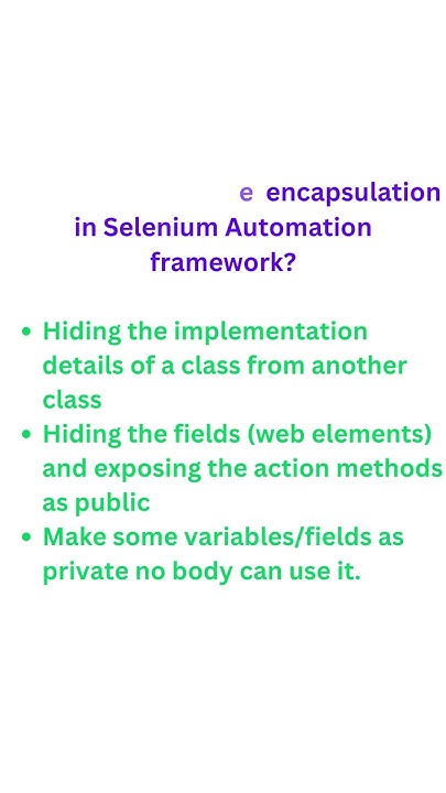 Encapsulation in Selenium Automation Frame work || Java Programming - YouTube