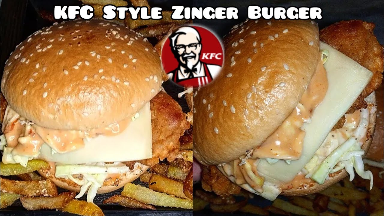 KFC Style Zinger Burger Recipe|Crispy Chicken Burger| Zinger Burger ...