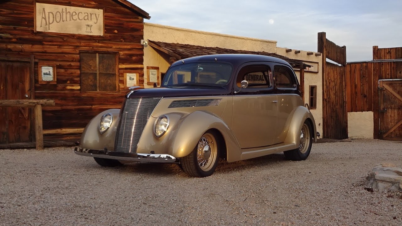 1937 Ford Slantback Custom 2 Door in Plum & Gold & Engine Sound on My ...