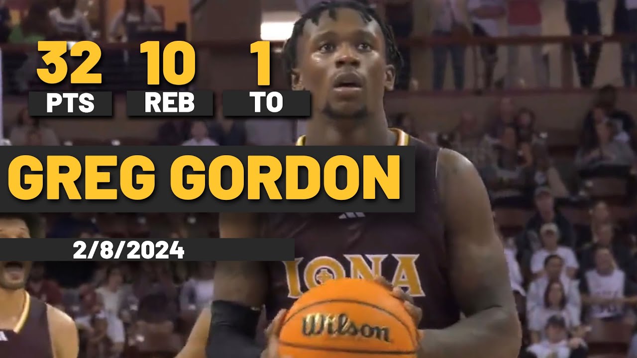 Greg Gordon Iona Gaels 32 PTS 10 REB vs Niagara Purple Eagles - YouTube
