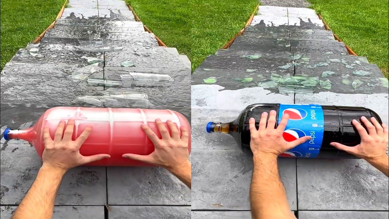 Throwing Bottle Down Stairs -291 | Breaking glass bottle | Crushing ...