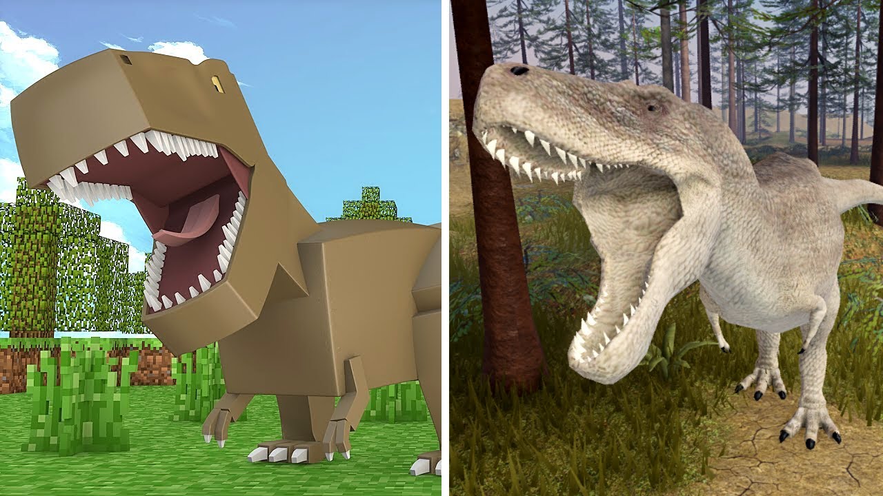 DINOSSAURO Minecraft VS Dinosaur World Mobile🌏- QUEM É O MELHOR? - YouTube