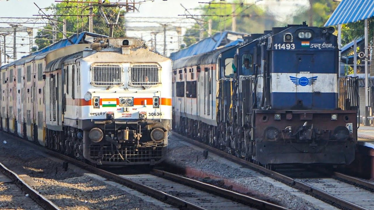130 kmph EMD vs WAP-7 vs ALCOs twins ft. FASTEST DIESEL TRAINS ...