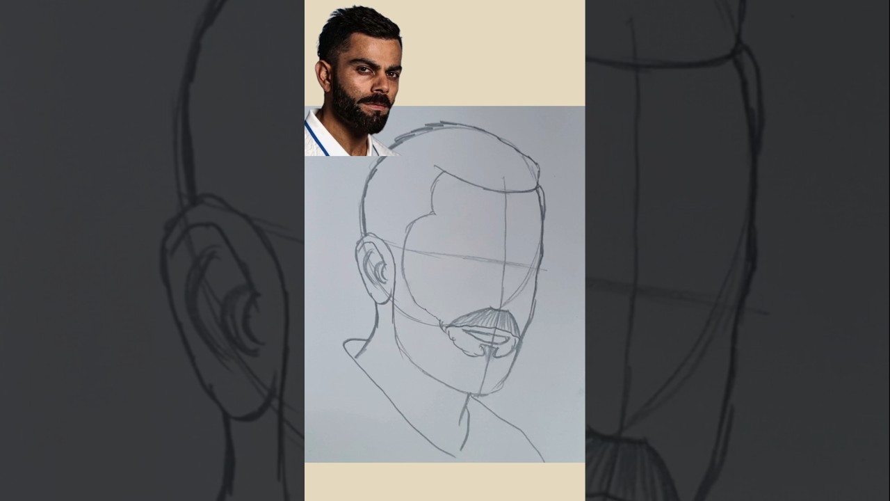 Easy Virat Kohli Drawing - YouTube