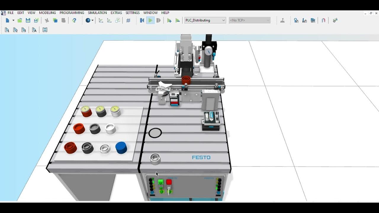 MPS Distributing Conveyor Festo Ciros Studio - YouTube