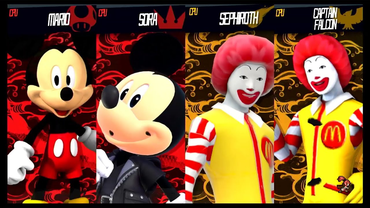 Team Ronald McDonald Vs Team Mickey Mouse - Special Mega Smash ...