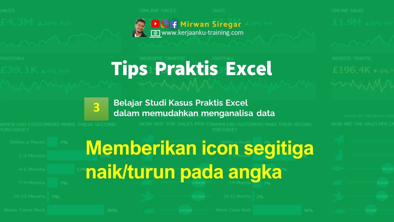 Memberikan icon segitiga naik turun pada angka di Excel - YouTube