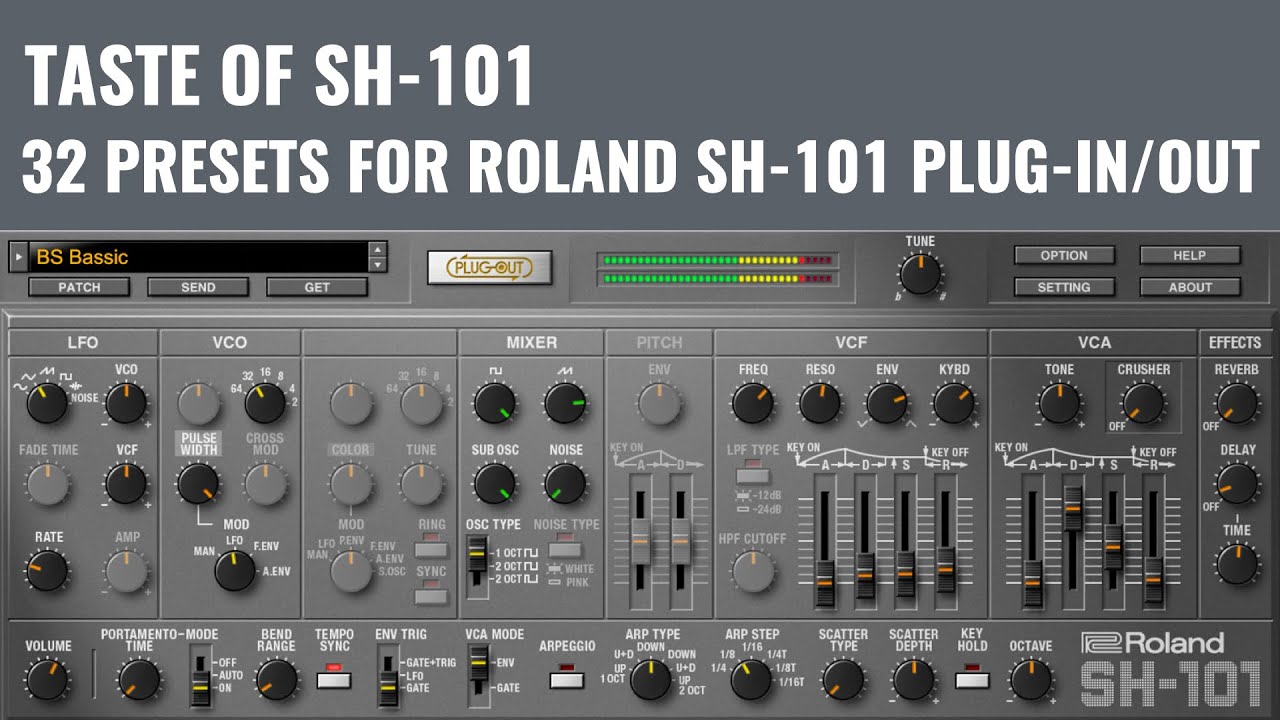 Taste of SH101 - 36 Presets for Roland SH-101 Plug-In/Out Synth - YouTube