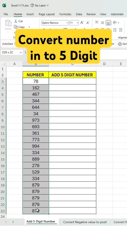 Convert number into 5 digit #excel #spreadsheetformula #dataextractor #excelformula #exceltricks ...