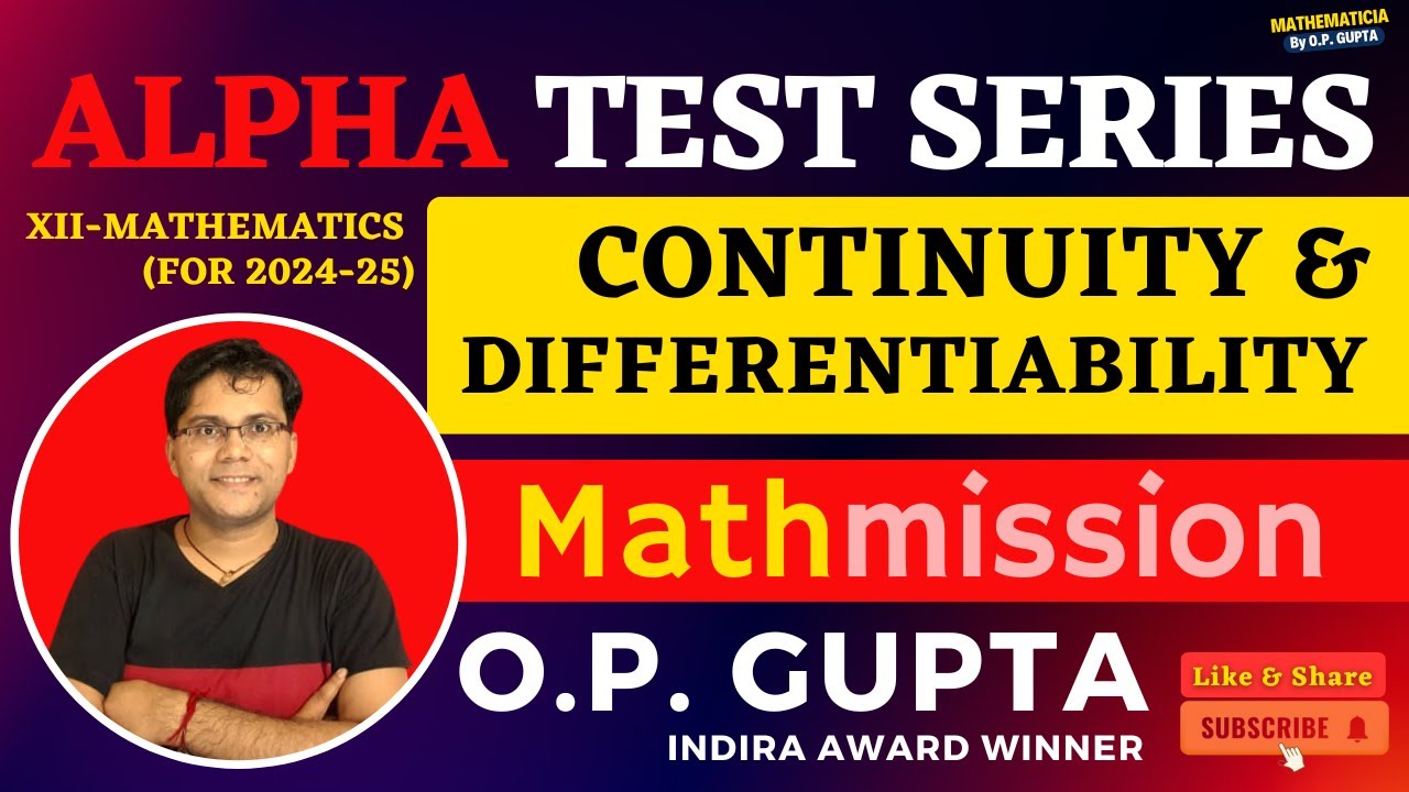Chapter 5 CONTINUITY & DIFFERENTIABILITY | Alpha Test Series by O.P ...