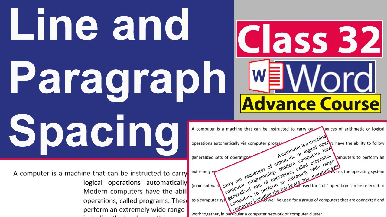 Word: Line and Paragraph Spacing - Class No 32 - YouTube