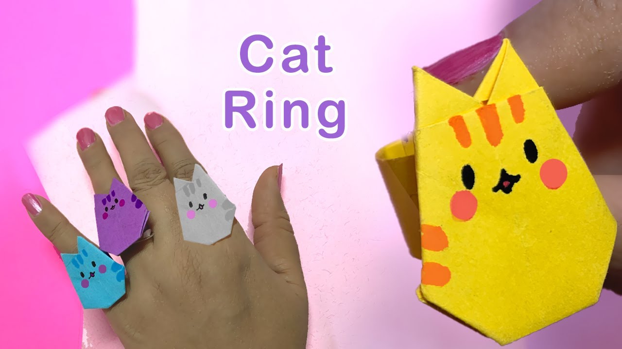 Cat Ring/How to Make Origami Pusheen Cat Ring/easy step-by-step ...