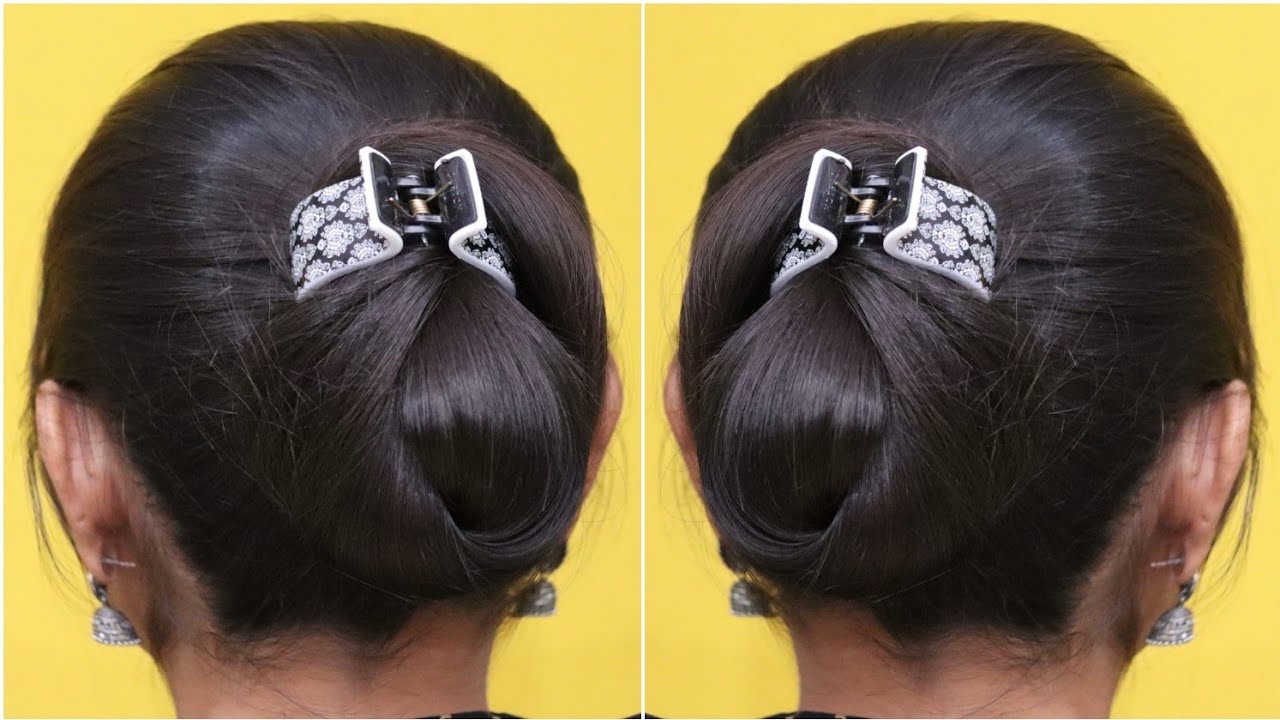 beautiful juda hairstyle using clutcher clip | claw clip hairstyles for ...