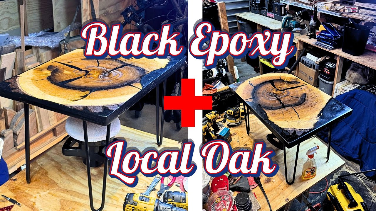 How to Build a Black Resin Epoxy & Oak Table Using Local Wood - YouTube