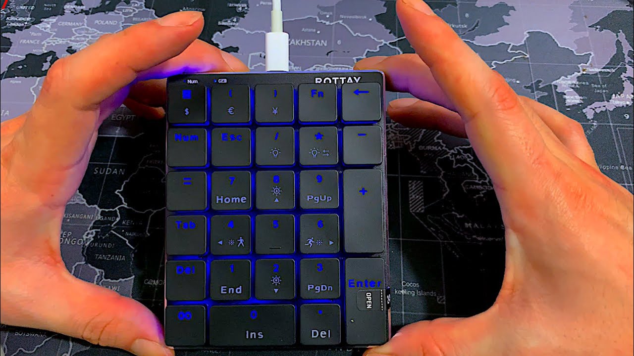 ROTTAY Number Pad, 2.4GHz Wireless Mechanical Numpad, Rechargeable, 10 ...