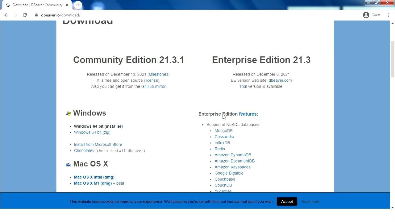 Download and Install Dbeaver Community 21.3 on Windows 7 - YouTube