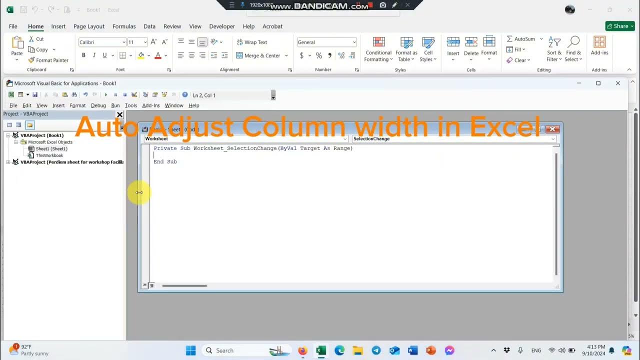 Auto Adjust Column width in excel - YouTube