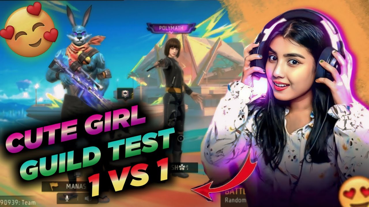 Cute Girl Guild Test 😍 1 VS 1 Challenge || Garena Free Fire - MUST ...