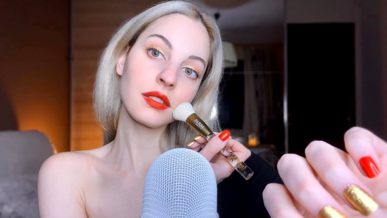 ASMR| Tracing My Face and Yours with Brush and Nails | Personal Attention - YouTube