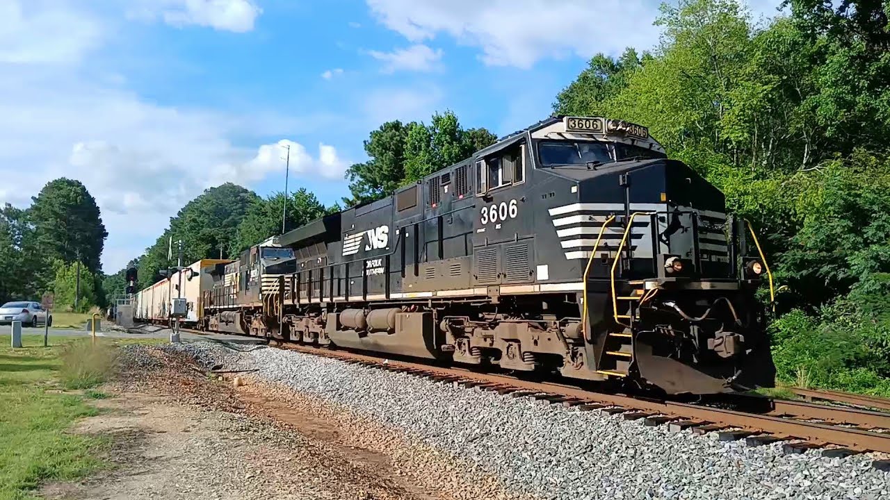 NS 3606 Leads NS 15R Out Of Chester SC With Super Long Train - YouTube