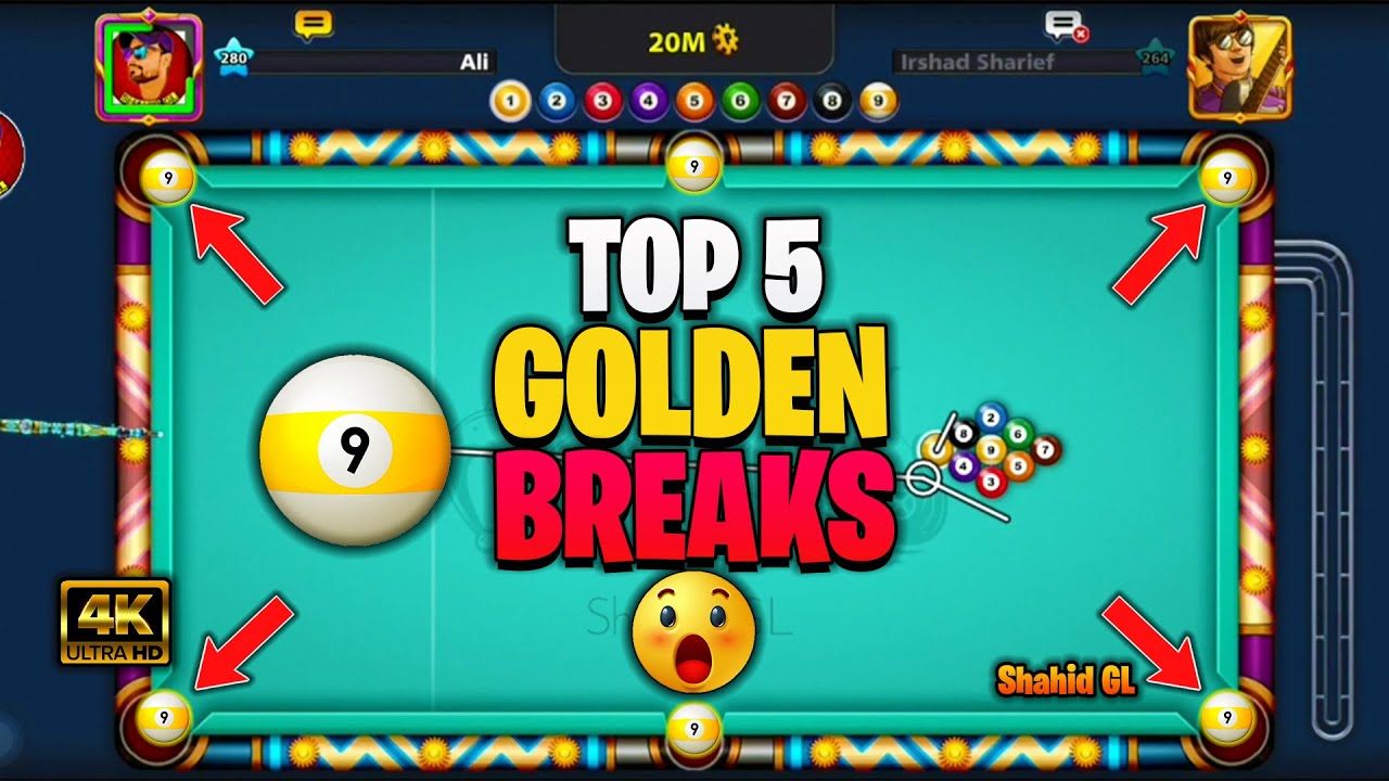 Top 5 Latest Golden Breaks In 9 Ball Pool 😱 - Miniclip 8 Ball Pool 💯 ...