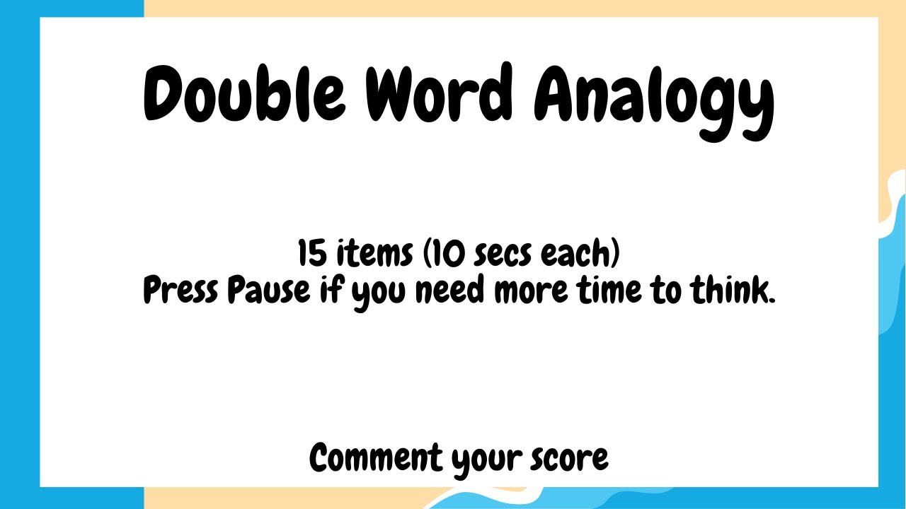 Double Word Analogy - YouTube
