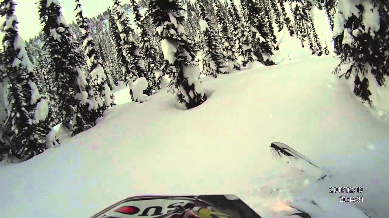 Big Snowmobile Cliff Drop - YouTube