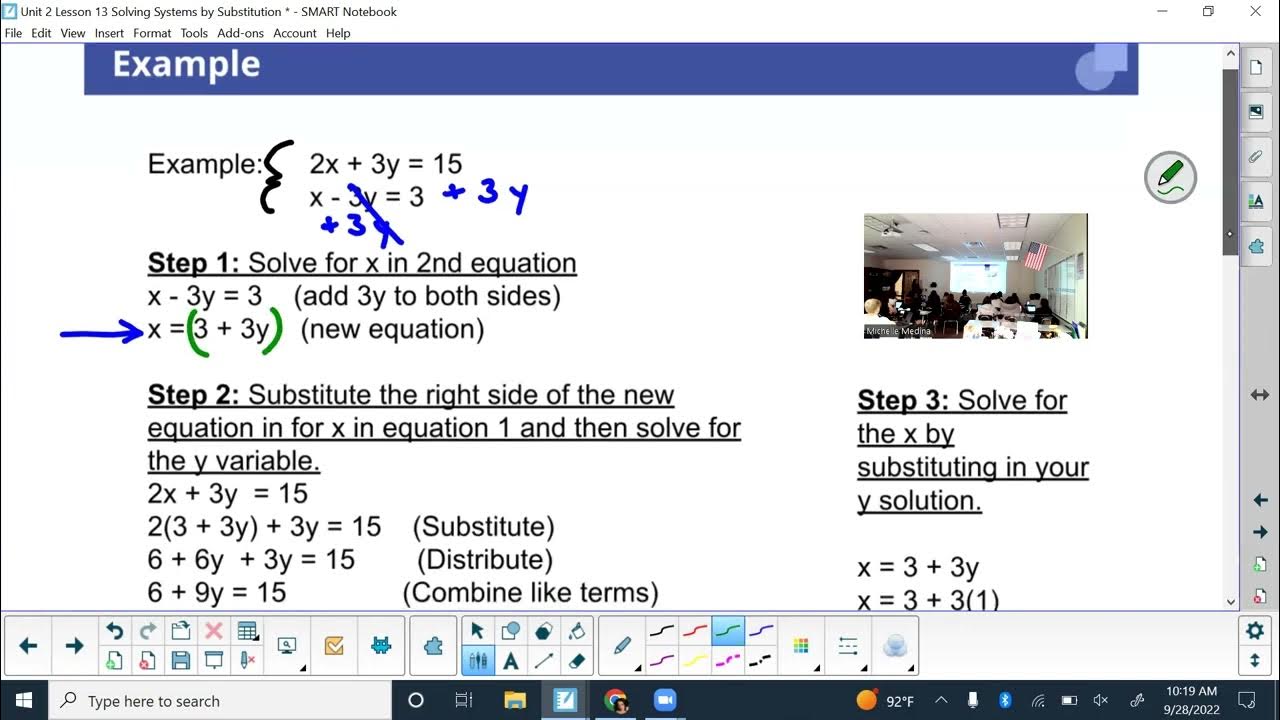 Unit 2 Lesson 13: Solving Systems by Substitution Day 1 - YouTube