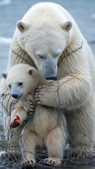 A POLAR BEAR CUB is rescued by rescue teams from a poacher's trap. #polarbear #bear #shorts ...
