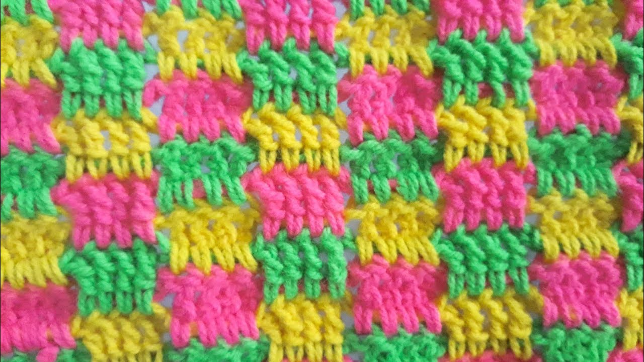 How to Crochet Super Easy and Colorful Check Plaid Stitch | Tutorial ...