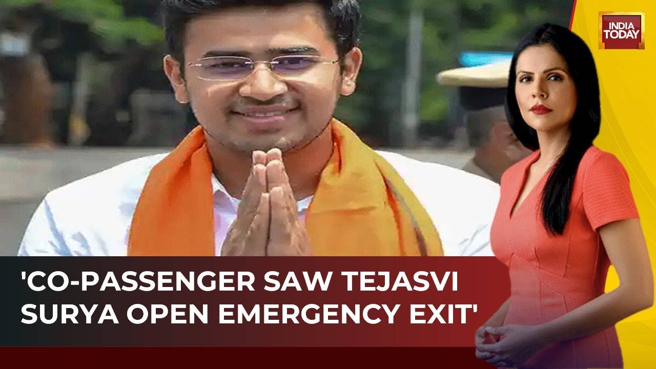 'BJP VIP Brats': Congress Claims Tejasvi Surya Opened Emergency Exit On IndiGo Flight - YouTube