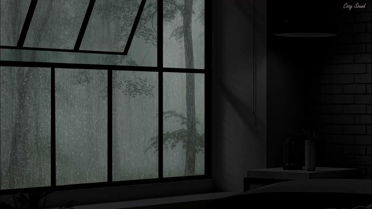 Rain on Window at night in forest | Heave Rain Sounds & Thunder Sounds ...