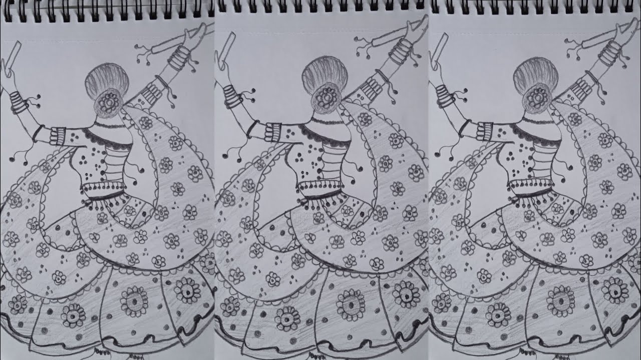navratri special//navratri special dandiya sketching //dandiya ...