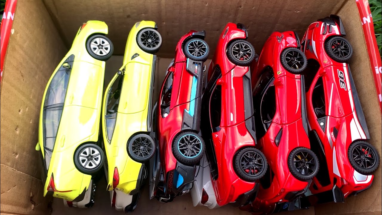 Box Full of Model Cars /Prius 2016, BMW M4, Bugatti Divo, Ferrari 488 ...