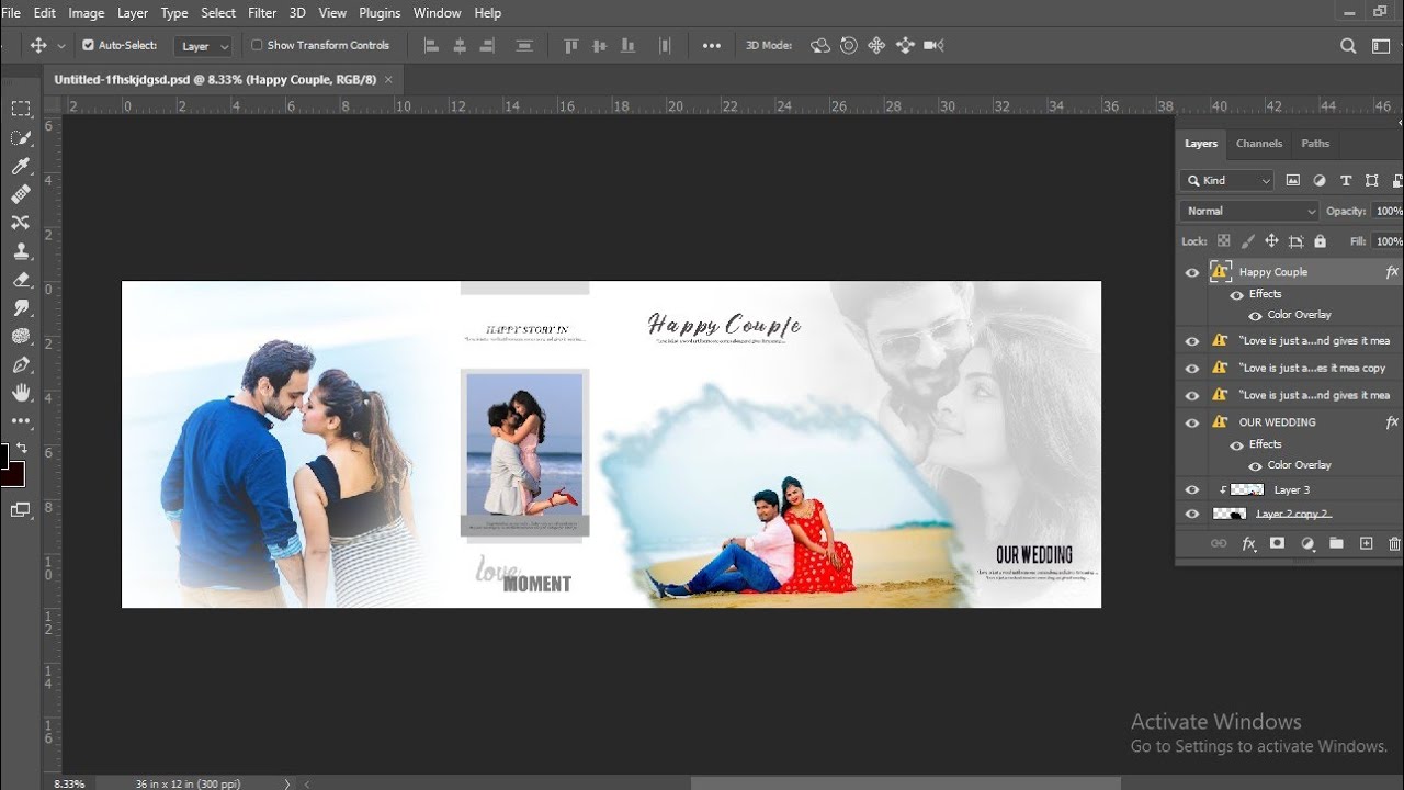 How To Make Wedding Album Design 12x36 Photoshop Tutorial # ...