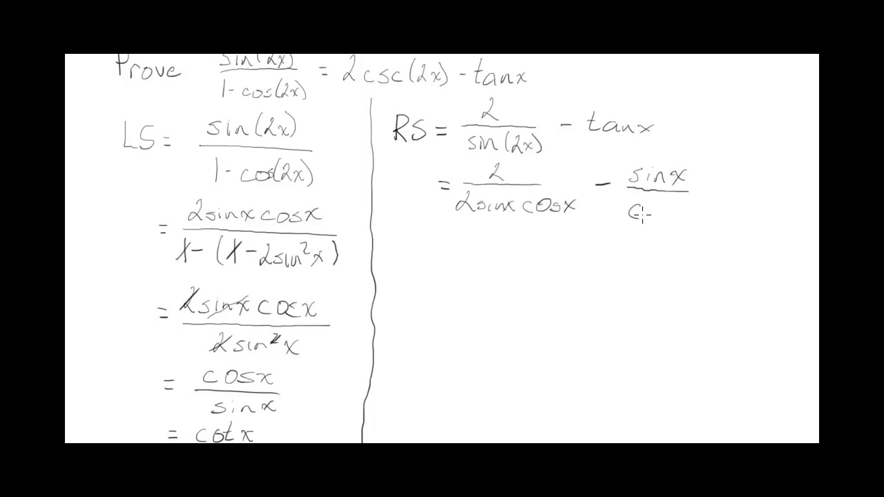 Proving Trigonometric Identities 2 - YouTube