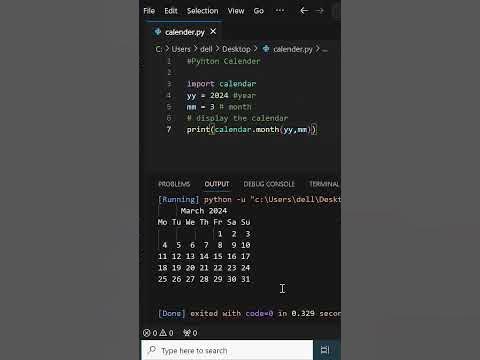 Python Calendar #python #education #coding#shorts#viral - YouTube