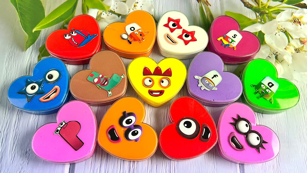Mixing CLAY with Numberblocks inside Heart Shapes Coloring! ASMR - YouTube