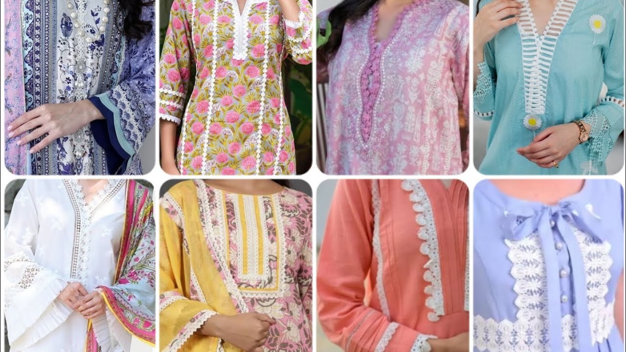 How to designs your Lawn dresses with Laces | printed Suit new lace ...